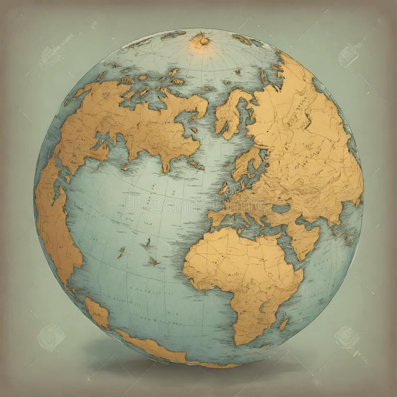 Globe Earth Illustration in Fantasy Style Stock Illustration ...