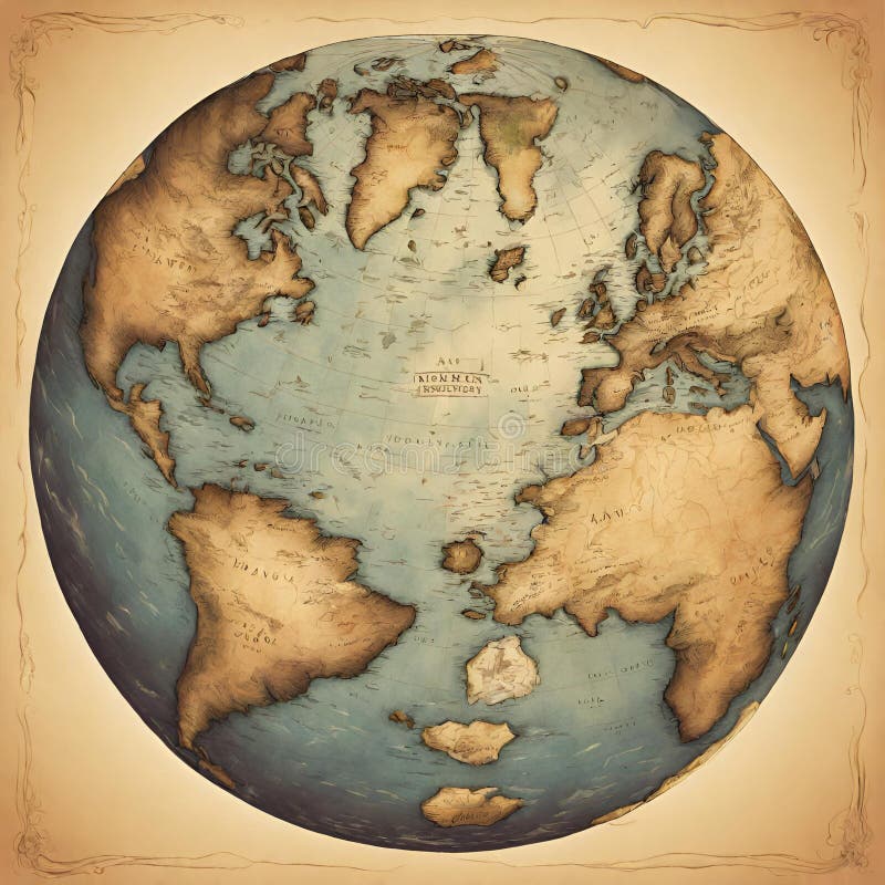 Globe Earth Illustration in Fantasy Style Stock Illustration ...