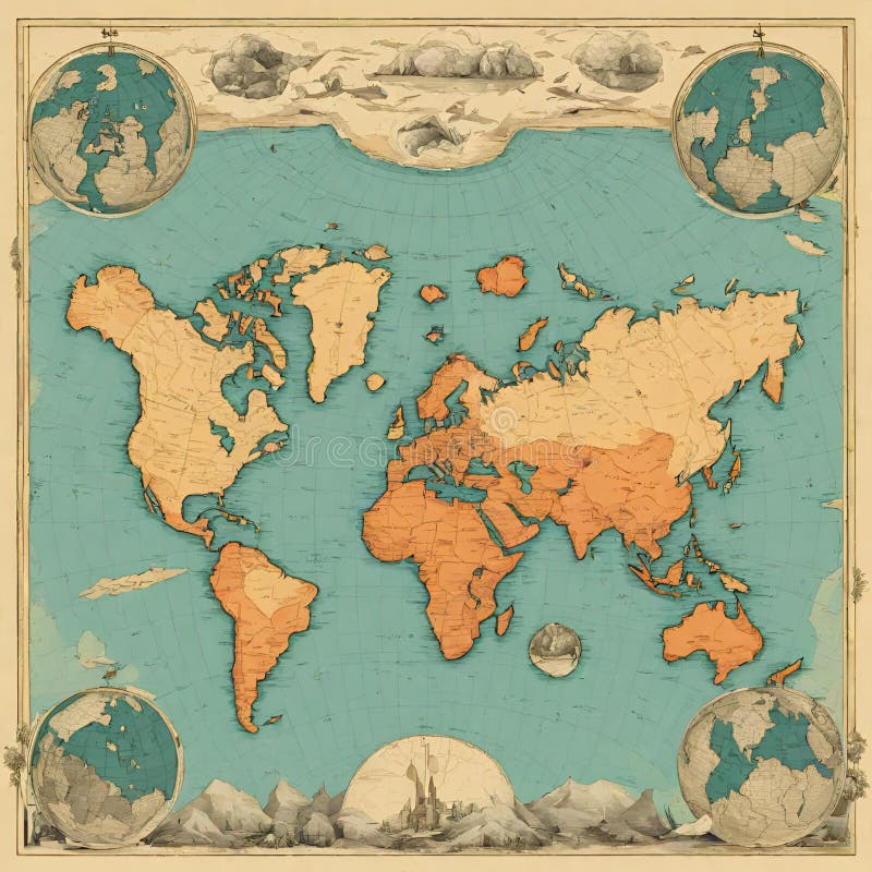 Globe Earth Illustration in Fantasy Style Stock Illustration ...