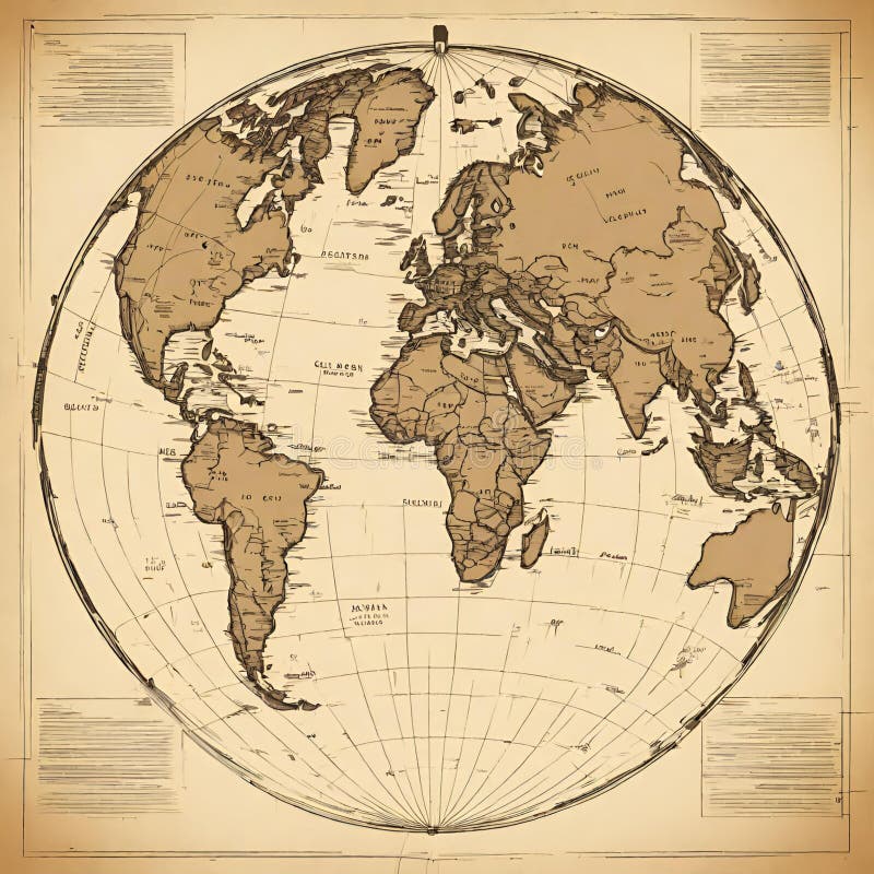 Globe Earth Illustration in Fantasy Style Stock Illustration ...