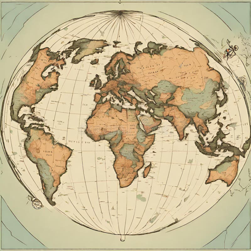 Globe Earth Illustration in Fantasy Style Stock Illustration ...