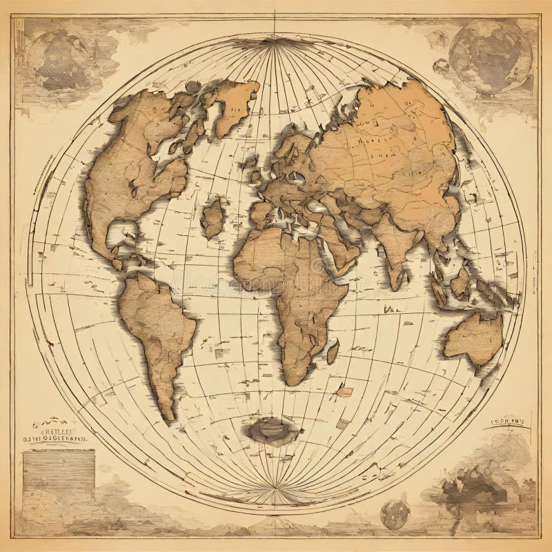 Globe Earth Illustration in Fantasy Style Stock Illustration ...