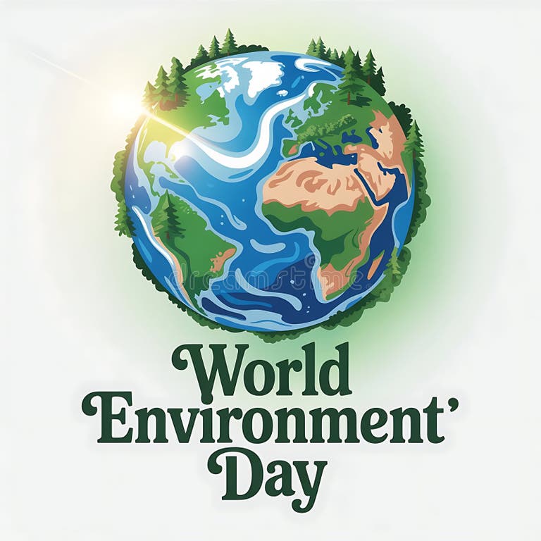 Illustration of Earth Globe with Trees and World Environment Day Text ...