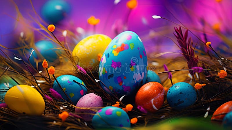 Illustration with Easter Colors that Stain Nature in Bright Colors ...