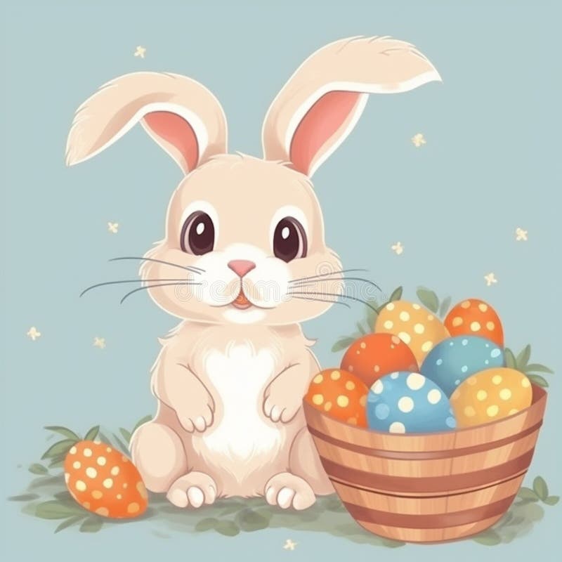 Illustration Easter Day Background with Rabbit Cartoon Stock ...