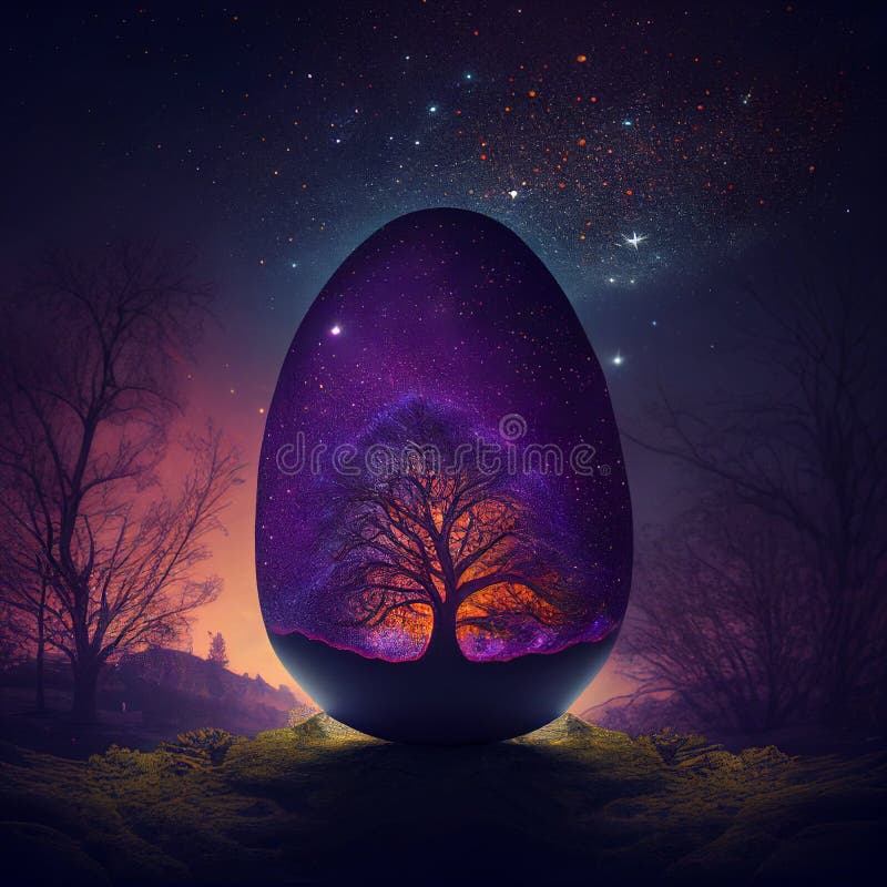 Illustration Easter Egg with Big Tree Inside Created with Generative AI ...