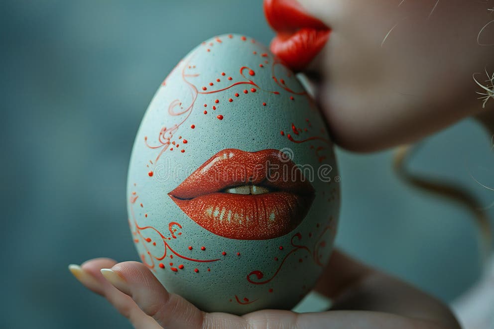 Easter Egg with Red Lipstick Kiss Marks on it, High Quality, High ...