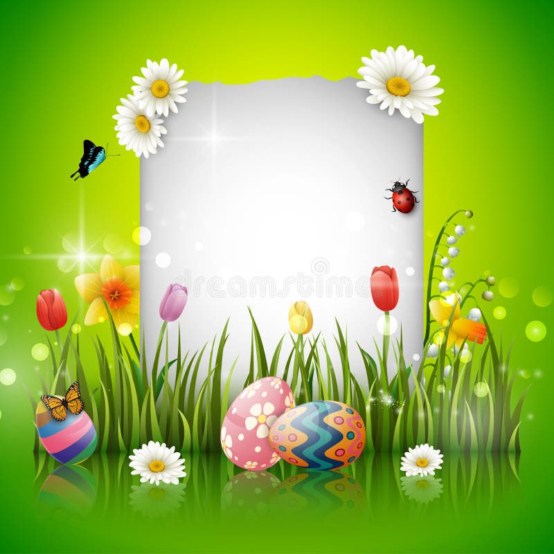 Easter Eggs with Blank Sign Stock Vector - Illustration of banner ...