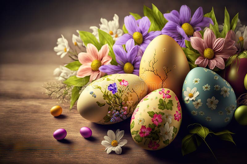 Illustration of the Easter Eggs with Flowers Stock Illustration ...