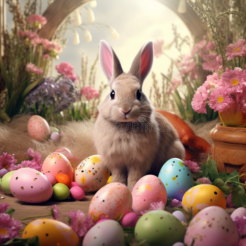 Illustration of Easter Greeting Background, Generative Ai Stock ...