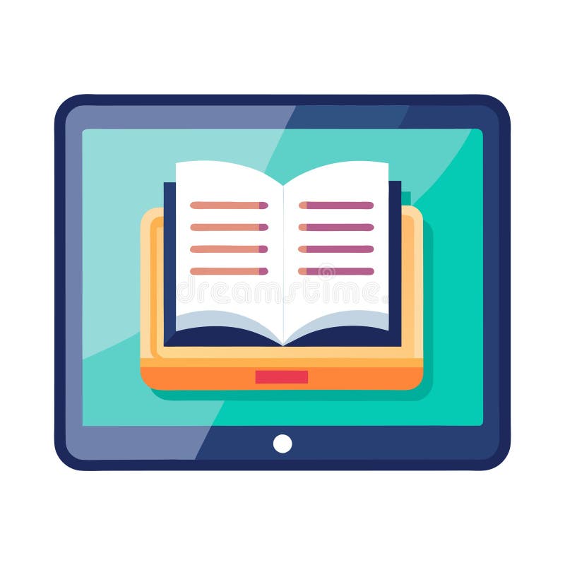 E-learning Concept: Tablet with Book on Screen. Online Education Resource. Stock Vector ...