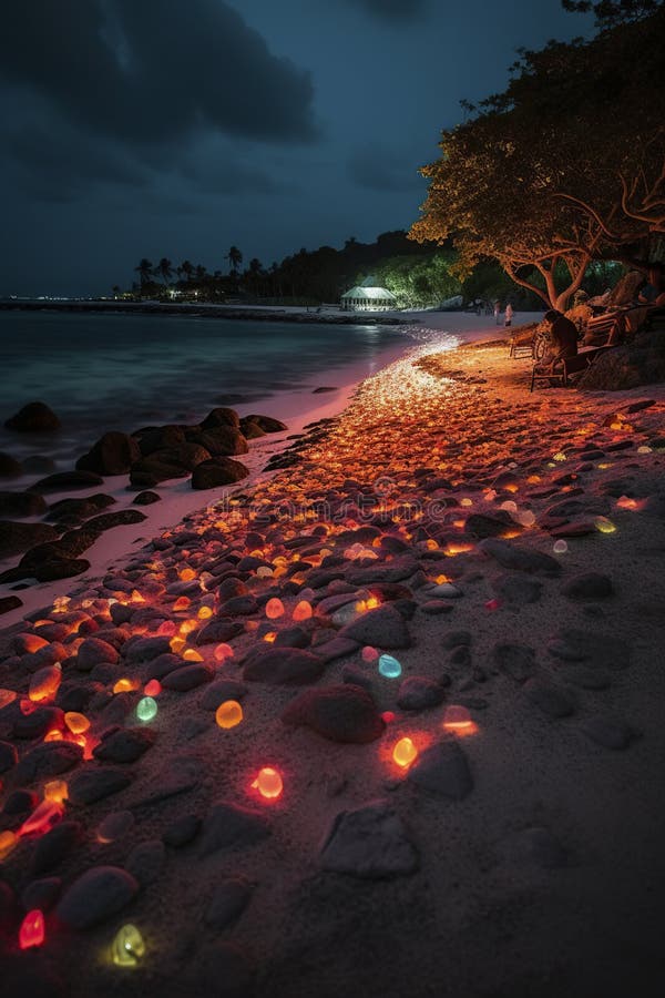 An Illustration, the Edge of the Beach Covered in Colorful, Fantasy, Ai ... An Illustration, the Edge of the Beach Covered in Colorful, Fantasy, Ai ...