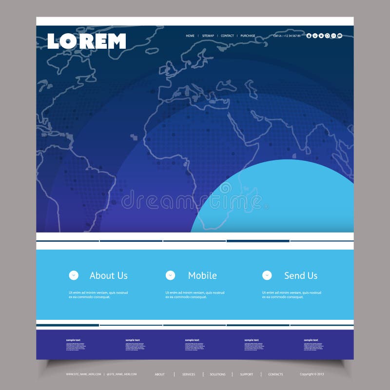 Global Business, Technology - Website Template Design with World Map ...