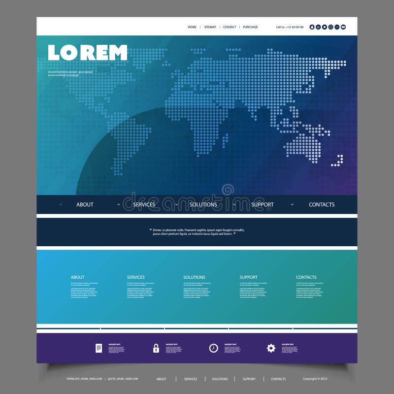 Global Business, Technology - Website Template Design with World Map ...