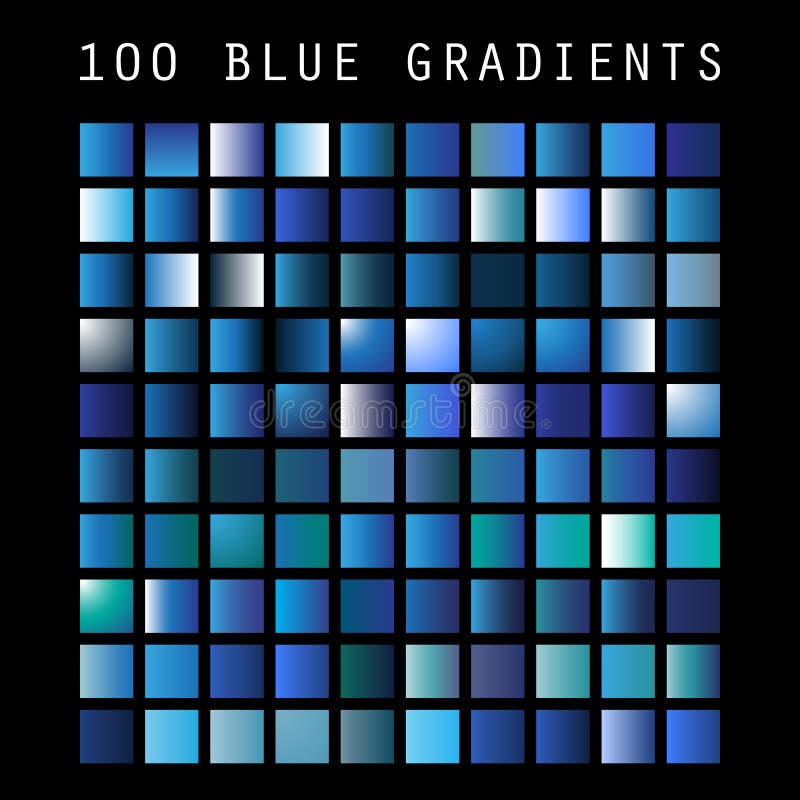 Set of 100 Shades of Color Blue and Gradient Samples Design Template ...