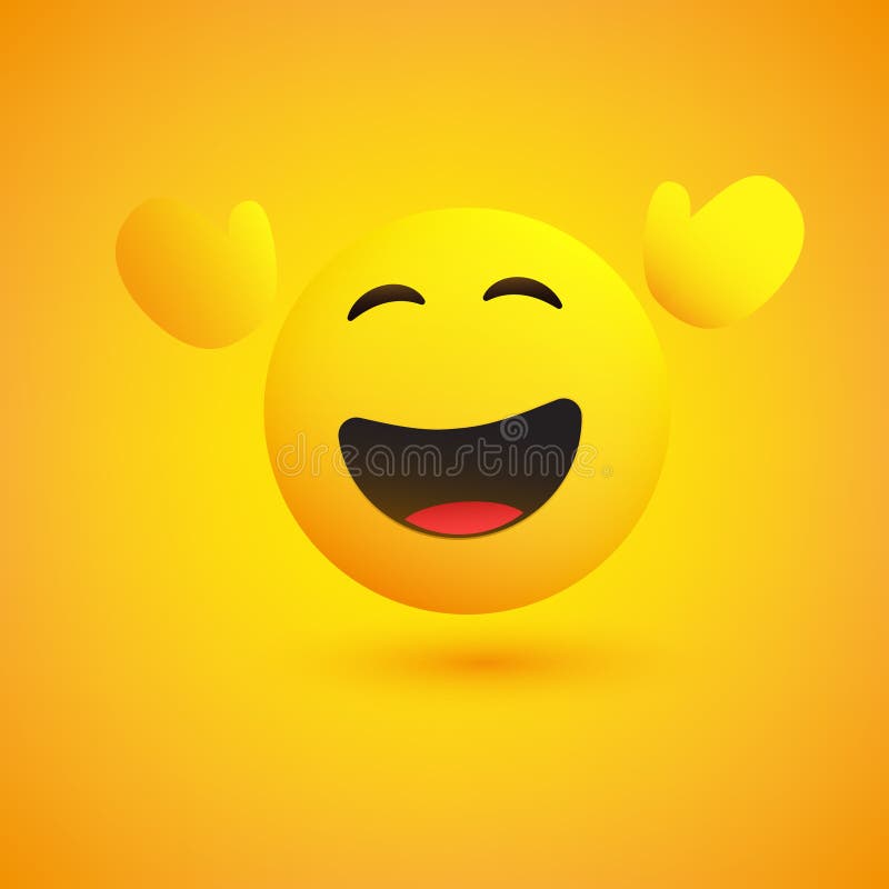 Simple Shiny Happy Smiling Emoticon on Yellow Background - Vector ...