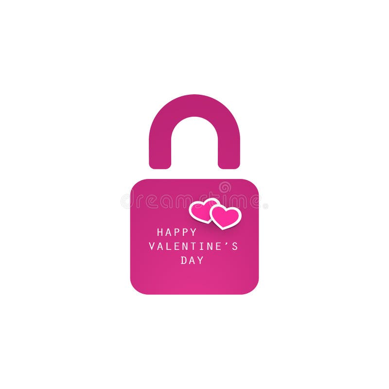 Valentine`s Day or Wedding Card Design with Pad Lock Stock Vector ...