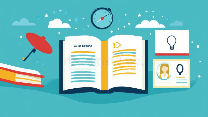 Open Book of Knowledge stock illustration. Illustration of digital ...