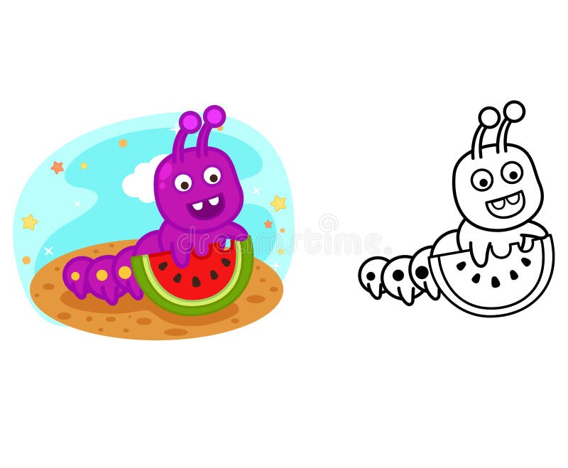 Illustration of Educational Coloring Book Cartoon Worm Stock Vector ...