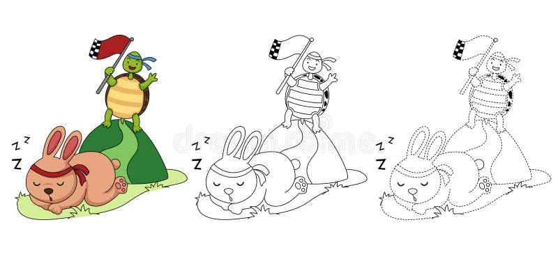 Educational Game for Kids and Coloring Book Vector-turtle and Rabbit ...