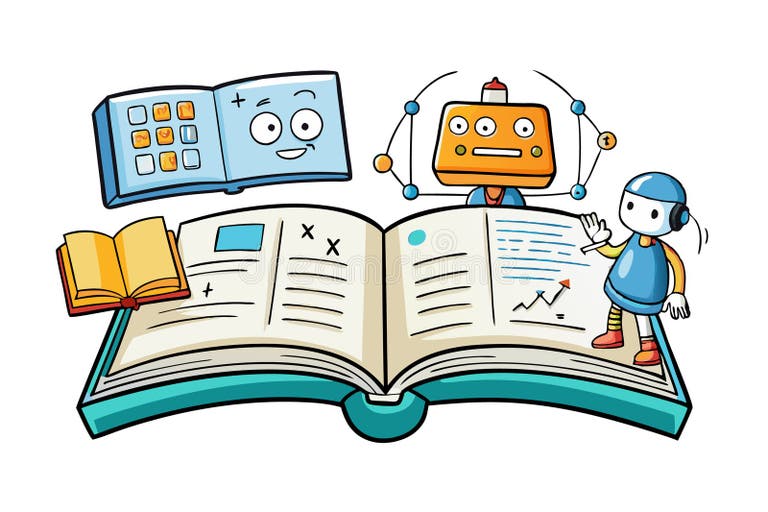 Illustration of Educational Textbook with Robotics and AI Integration ...