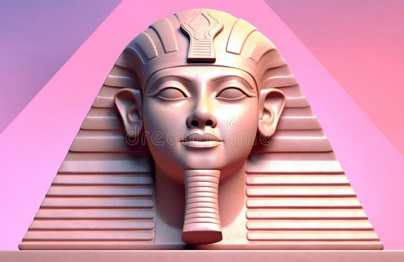 Egyptian Sphinx with Blue and Pink Background Stock Illustration ...