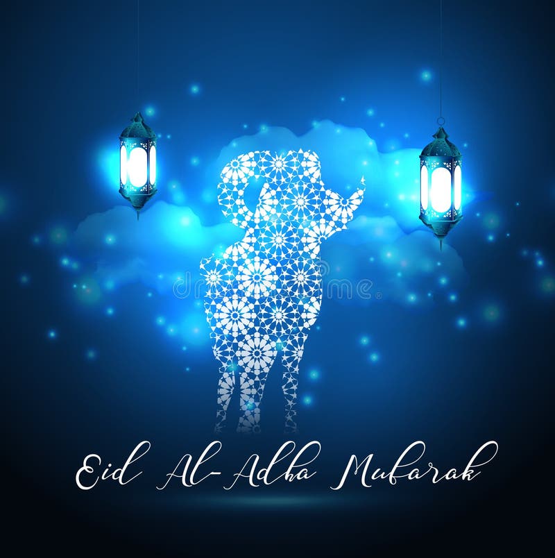 Eid Adha Blue Glow Light Lantern of Sacrifice Eid-Ul-Adha with Sheep ...