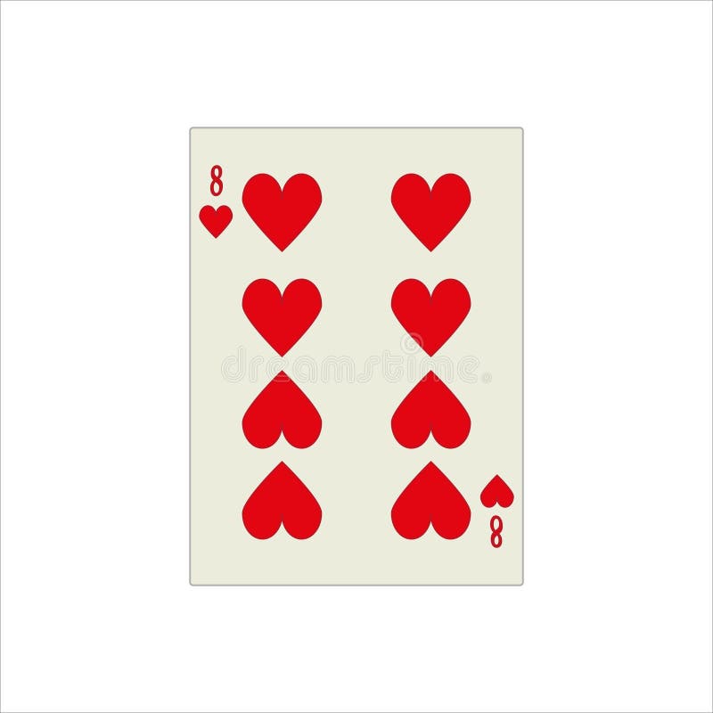 Illustration of an Eight of Hearts Playing Card with Isolated on a ...