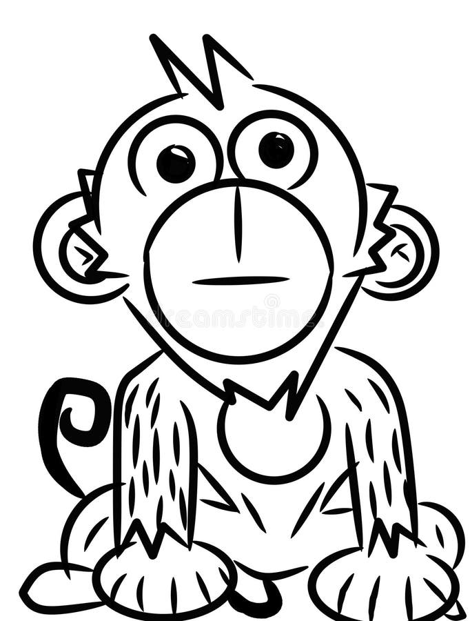 Illustration Eines Affen, Gezeichnet Mit Einem Stift in Einer ...