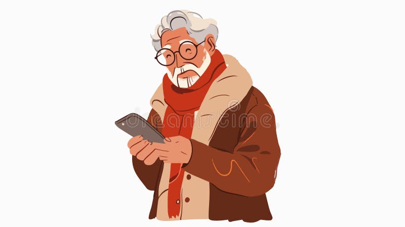 Elderly Man Utilizing Smartphone Technology for Communication and ...