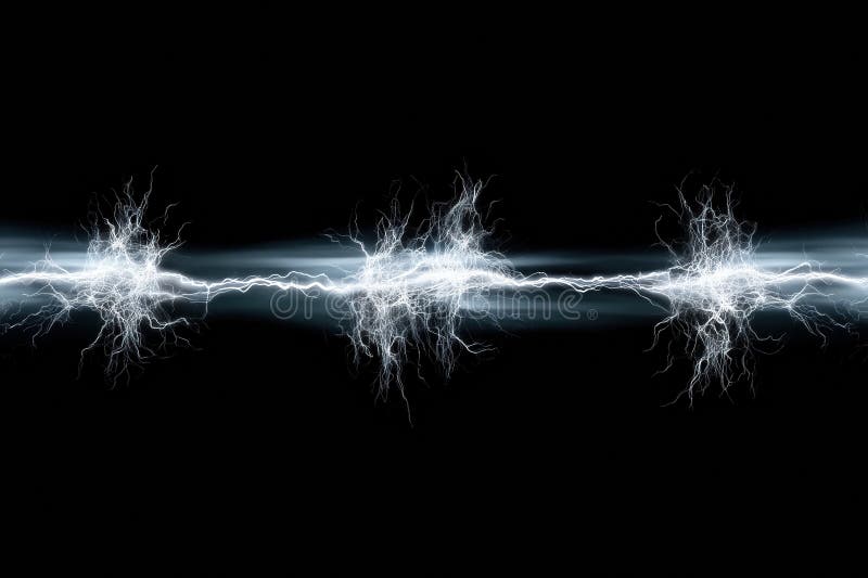 Electric Nerve Impulse between Neurons on Black Background. 3D ...