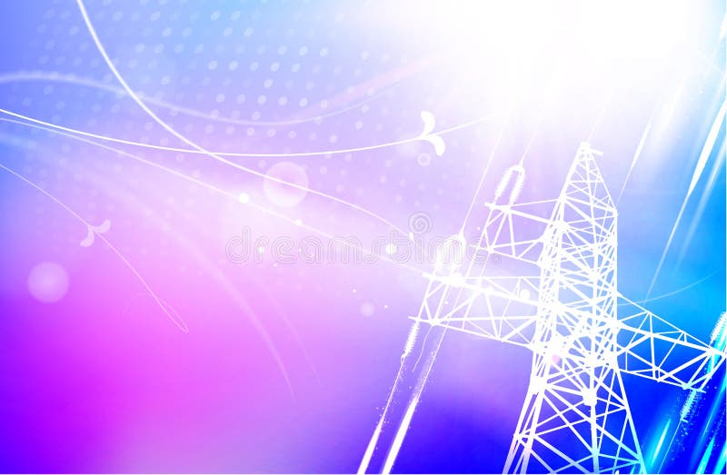 Blue Electric Power Transmission Tower. Stock Vector - Illustration of ...