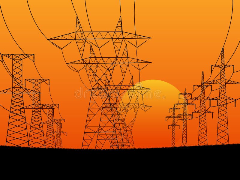 Electric transmission line stock illustration. Illustration of ...
