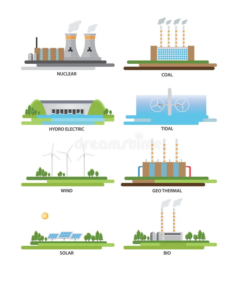 Illustration of Electricity & Energy Sources Stock Vector ...