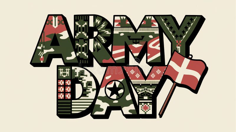 Illustration of Elegant Army Day Text Banner with Flag Symbol on Gray ...