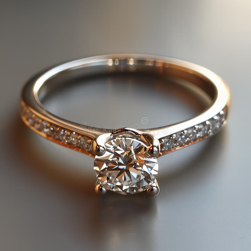 Illustration of Elegant Jewelry Ring with a Single Diamond, High ...