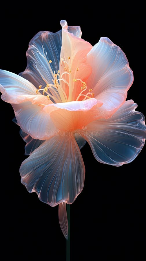 Illustration with an Elegant and Translucent Flower on a Dark ...