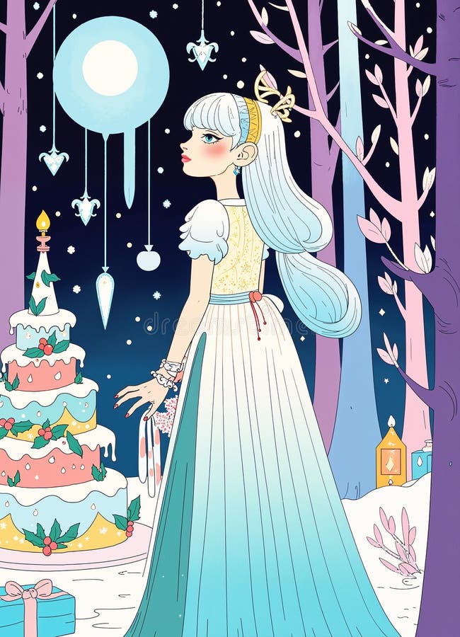 Enchanting Winter Princess in a Magical Forest with Christmas Tree ...