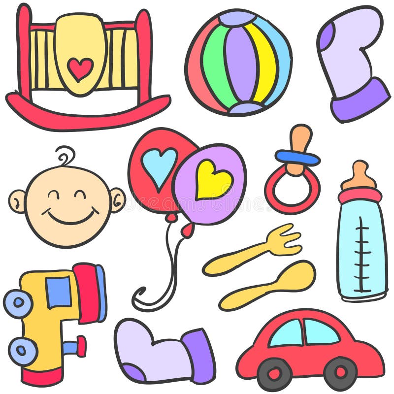 Illustration of Object Baby Doodle Set Stock Vector - Illustration of ...