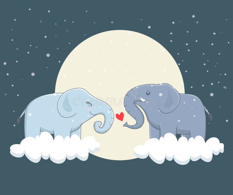 Illustration of Elephant Couple in Love Stock Vector - Illustration of ...