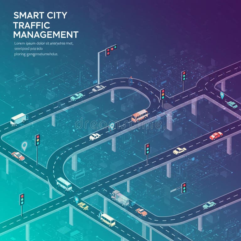 Illustration of Elevated Highways with Multiple Roads and Traffic ...