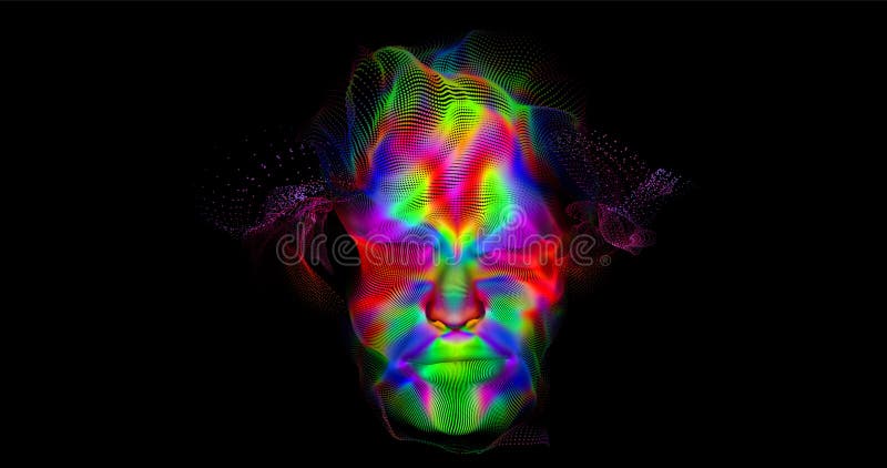 Illustration of Elf Woman Face Image with Multicolored Texture. Made ...