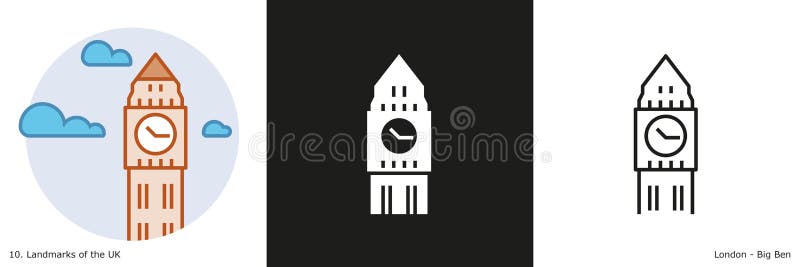 Elizabeth Tower and Big Ben Stock Vector - Illustration of filled ...
