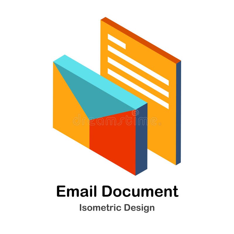 Email Document Isometric Illustration Stock Vector - Illustration of ...