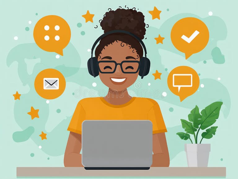 An Illustration Emphasizing Customer Support Systems and How they Operate Effectively. Stock ...