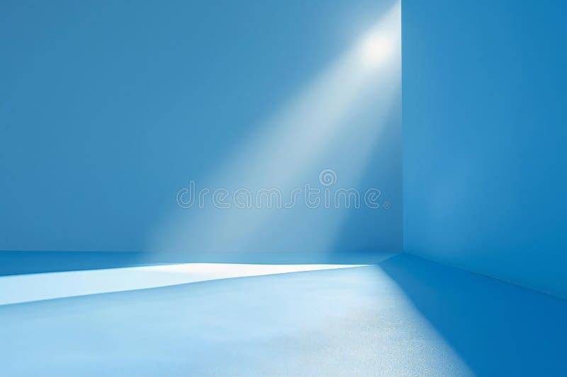 Empty Blue Room with Spotlights on the Wall Stock Illustration ...
