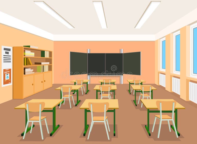 Illustration of an Empty Classroom Stock Vector - Illustration of board ...