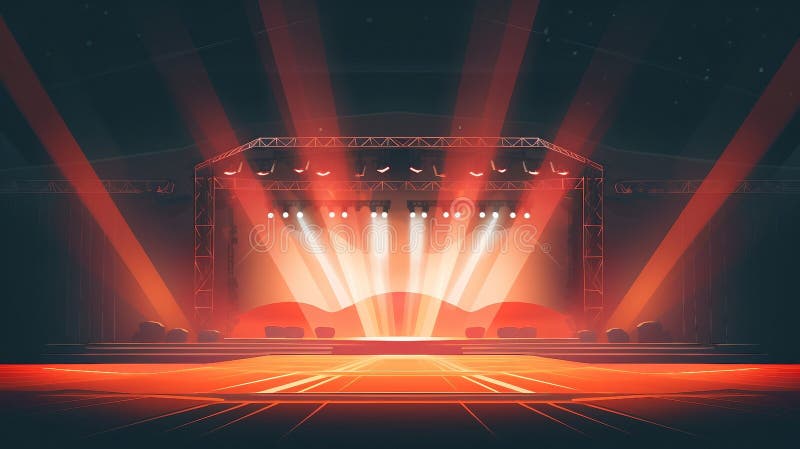 An Illustration of Empty Concert Stage with Stage Lights AI Generated ...