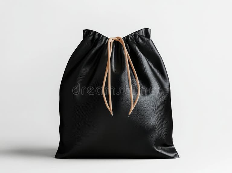 An Illustration of an Empty Drawstring Polyester Tote Bag for Branding ...