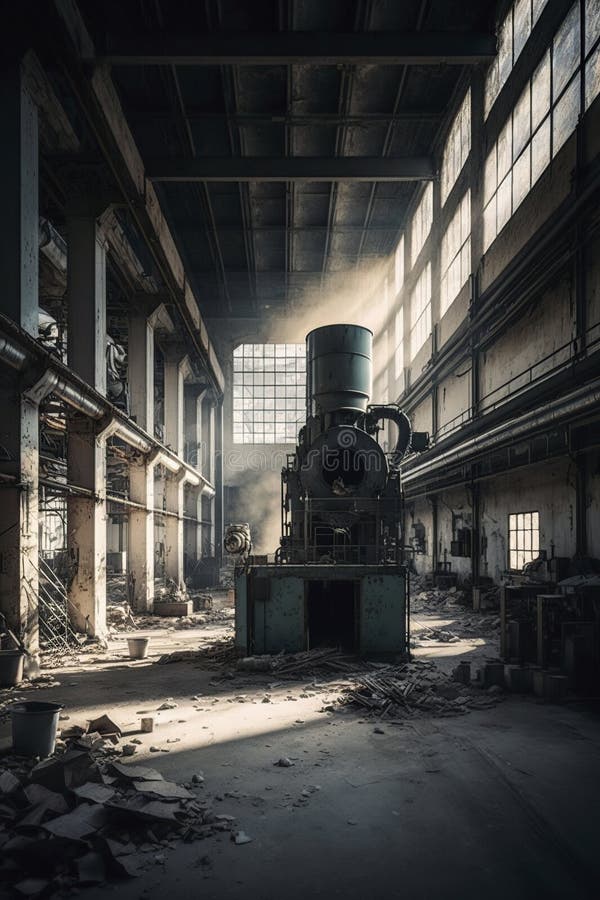 Illustration, Empty Factory Interior, Ai Generative Stock Illustration ...